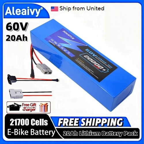 60V 20AH Lithium ion E-Bike Battery 50A BMS 3000W Electric Motor ...