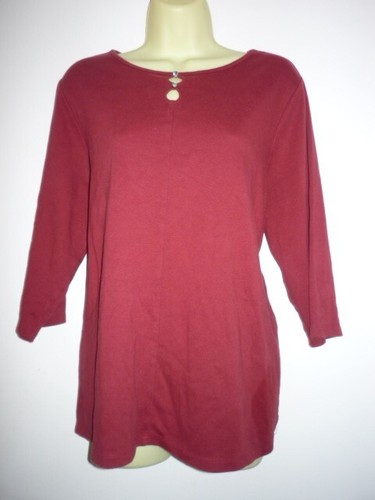 QUACKER FACTORY COTTON KNIT TOP-sz XL-DETAILED RHINESTONE NECKLINE- | eBay