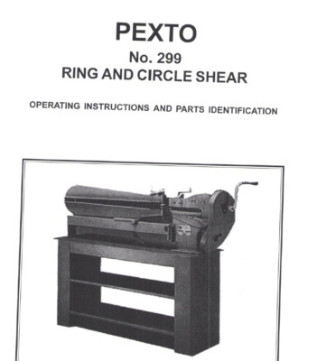 Pexto Roper Whitney 299 Ring/Circle Shear Operator & Parts Manual | eBay