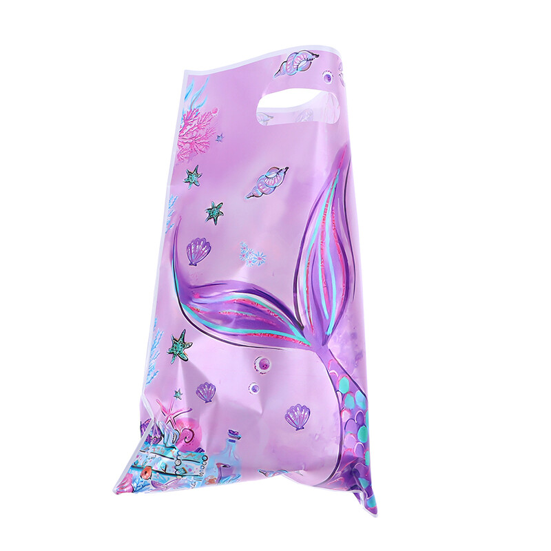 10/50Pcs Mermaid Plastic Goodie Bags Mermaid Tail Candy Bags For Party ...