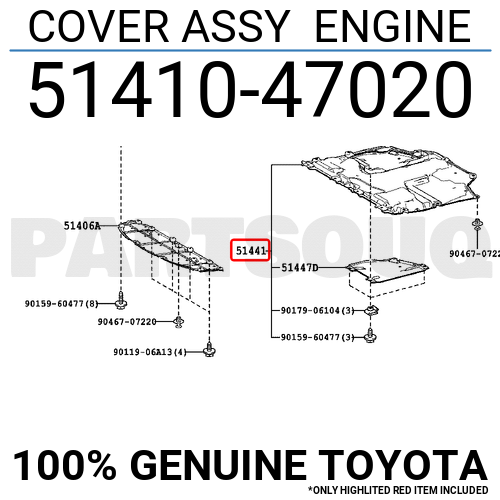 5141047020 Genuine Toyota COVER ASSY ENGINE 51410-47020 | eBay