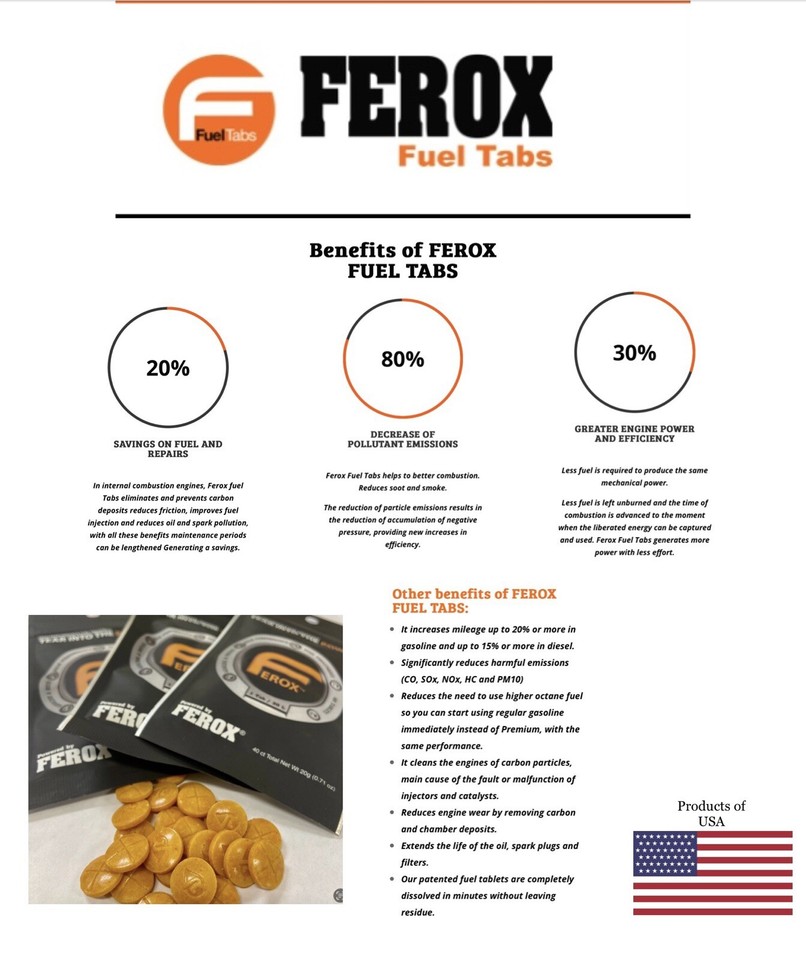 FEROX Fuel Saving Tables, $100 /4 pack, = 160 Tablets , Each Tab Treats ...