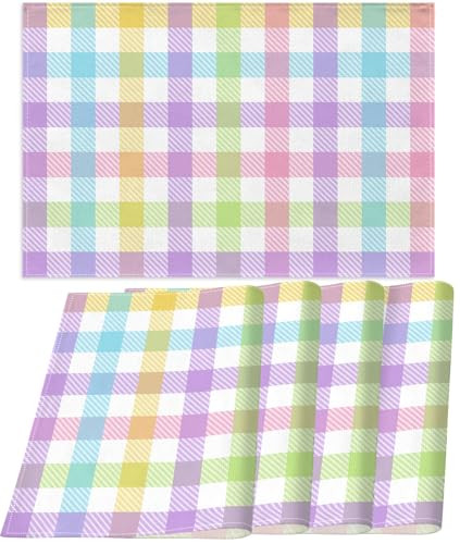 Linen Easter Buffalo Check Plaid Placemats Set of 4 Rustic Spring Place ...