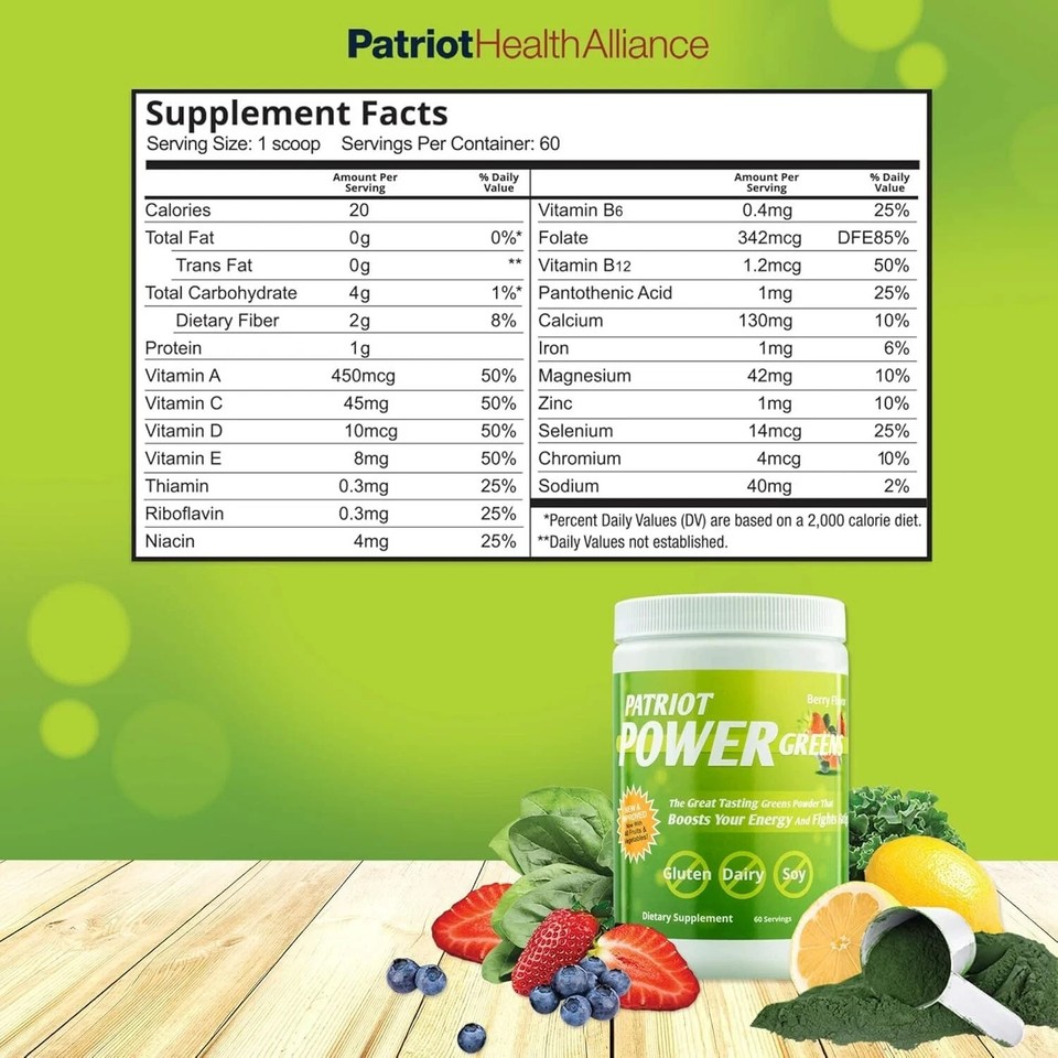 Patriot Power Greens - Dietary Supplement - 40+ Fruits & Vegetables ...