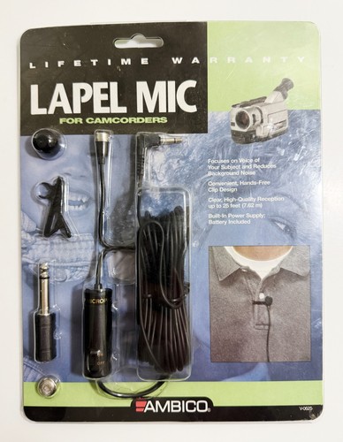 Ambico V-0625 Lapel Microphone Camcorder Mic 2002 Recoton Accessories ...