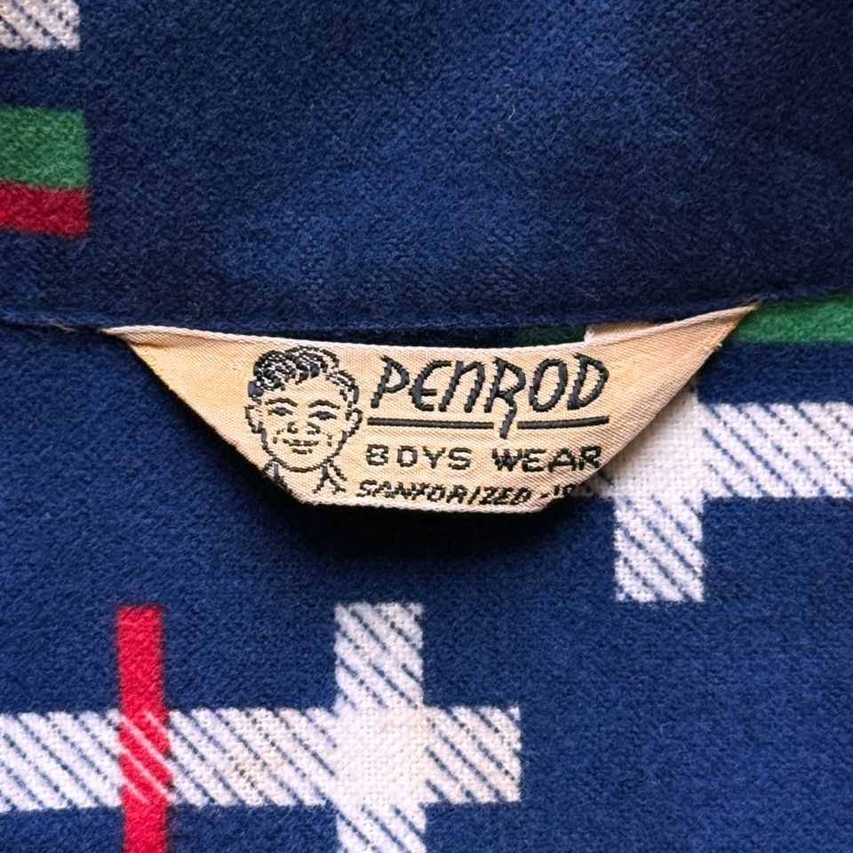 Vintage 1950s Penrod Boys Dark Blue Checkered Plaid Sanforized Loop ...