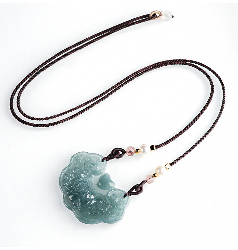 Natural A-grade Jade Blue Water Flower Blossoming Rich and Noble Jade ...