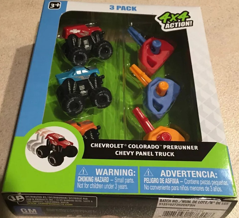 3 Pack Chevrolet Micro Key Launcher Monster Trucks 4x4 Action 3+ New GM ...