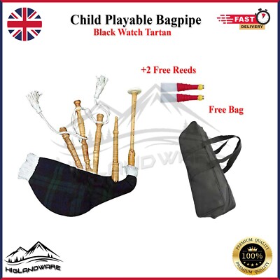 Mini Toy Bagpipe, Children's Playable Bagpipes Black Watch Tartan With ...