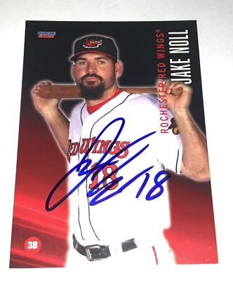 Jake Noll SIGNED 2021 Rochester Red Wings Team Card RC Auto Washington ...