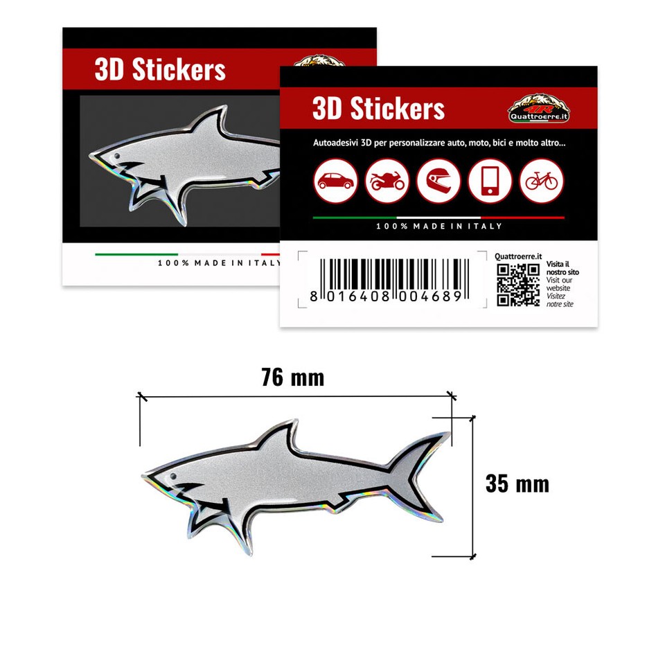 3D Shark HQ Sticker Adhesive | eBay UK