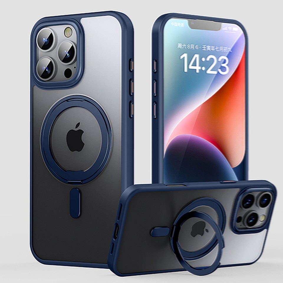 For iPhone 16 17 Pro Max 15 14 13 12 Matte Mag Safe Case with 360 ...