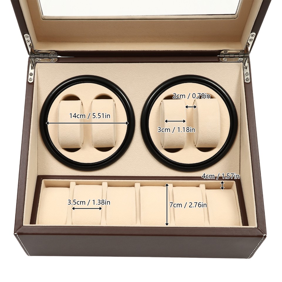 4+6 Automatic Watch Winder Watch Display Box Luxury Storage Case Self ...
