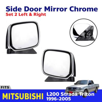 Side Mirror Rear View Chrome Pair Fits Mitsubishi L200 Strada Truck ...