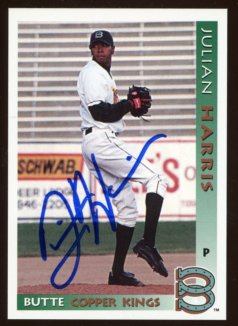1999 Butte Copper Kings JULIAN HARRIS Signed Card autograph AUTO ANGELS ...