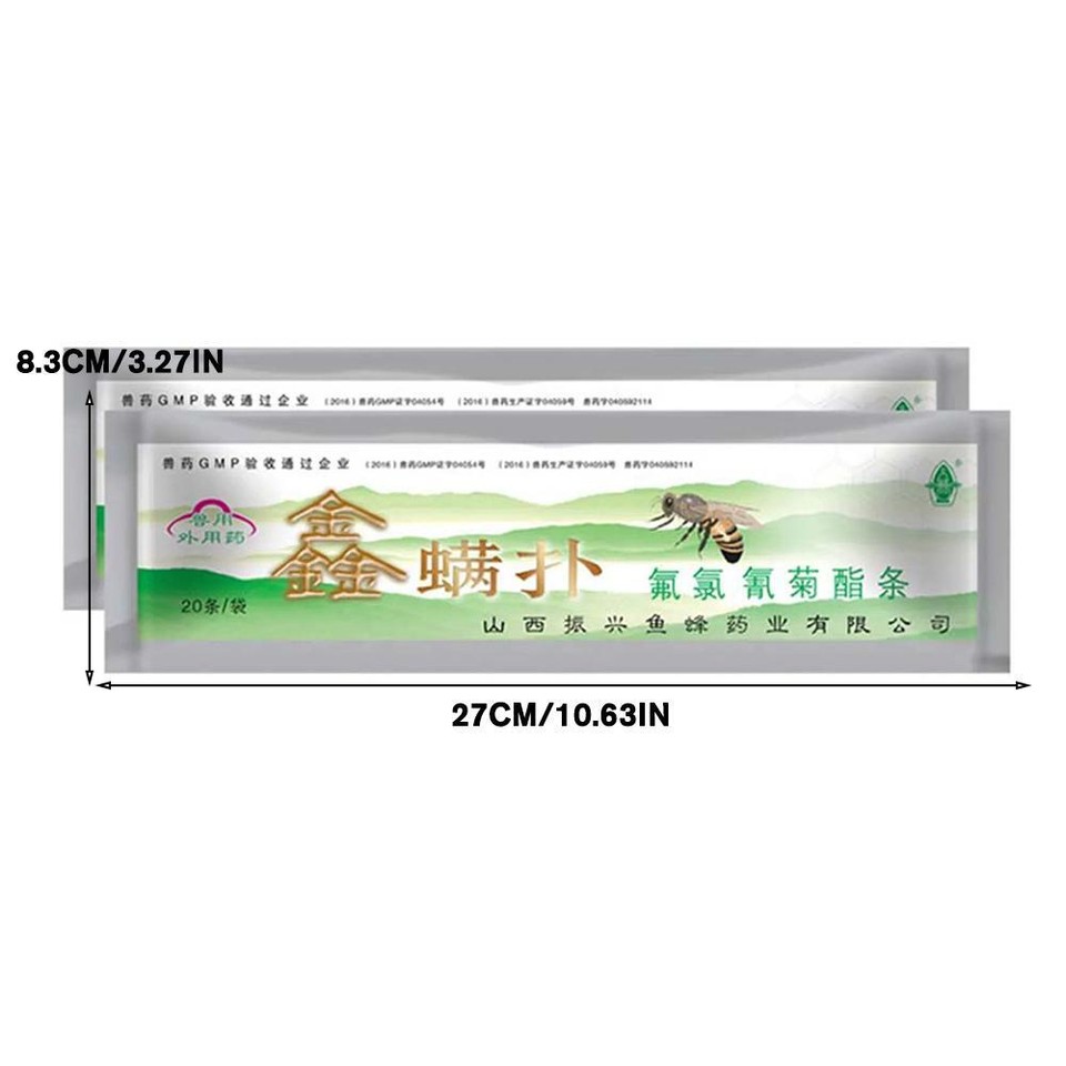 20Pcs Bee Mites Strip Medicine Pest Control Durable Drinker Beekeepin ...