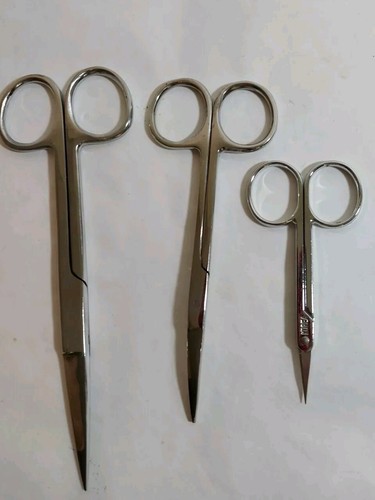 Vintage lot of 3 Small Fancy Scissors Stainless Shears Crafts Grooming ...