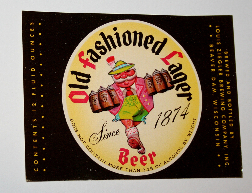 Vtg Louis Ziegler Old Fashion Lag Beer Bottle Label Brewing Unused NOS ...