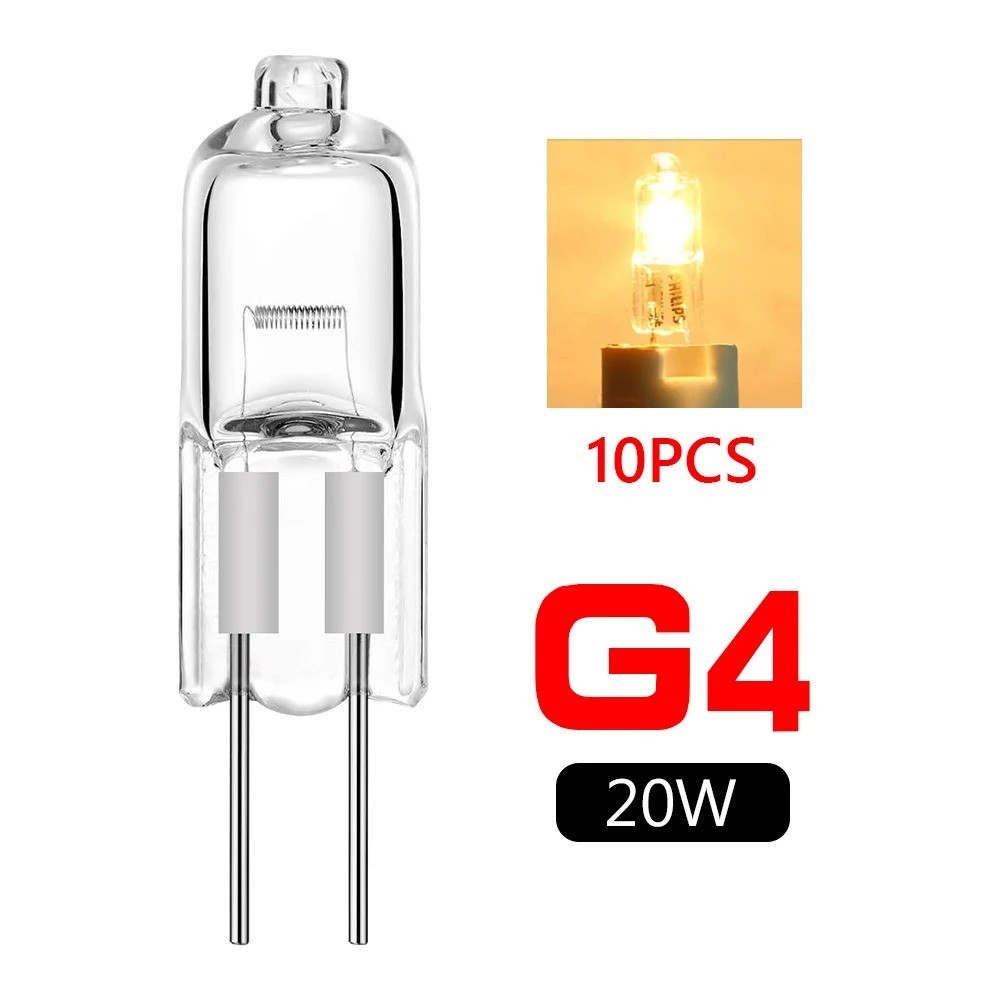 10Pcs G4 Halogen Light Bulbs 10W 20W 12V 2 Pin Two Prong with Prongs ...