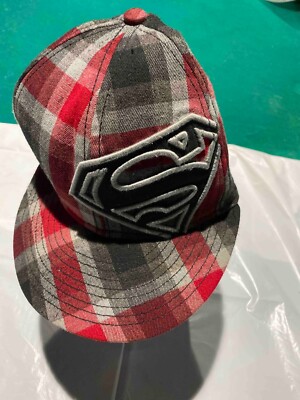 Plaid Hat Fitted Cap With Raised Superman Embroidery Logo S/M | eBay