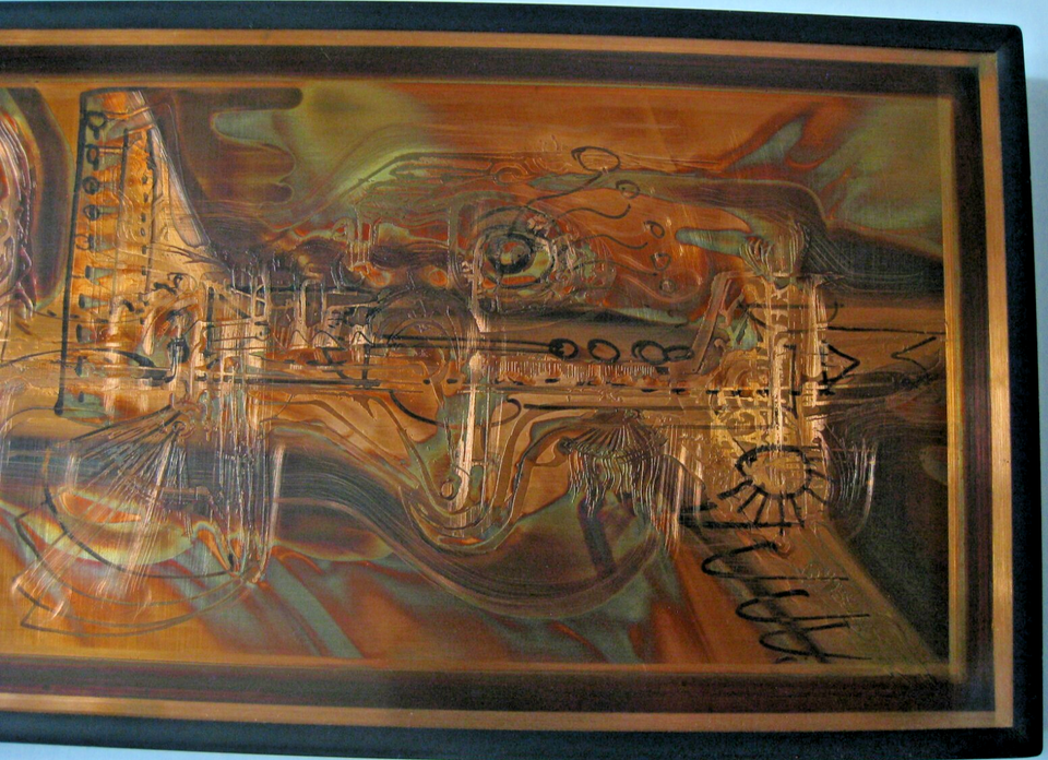 Bernhard Rohne Signed Metallic Design Studio, B C Acid Etched Brutalist ...