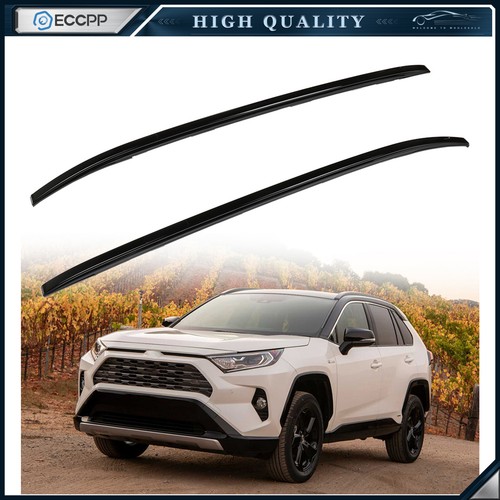 PAIR Roof Rack Rails Cross Bar for Toyota RAV4 2019-2020 Black Aluminum ...