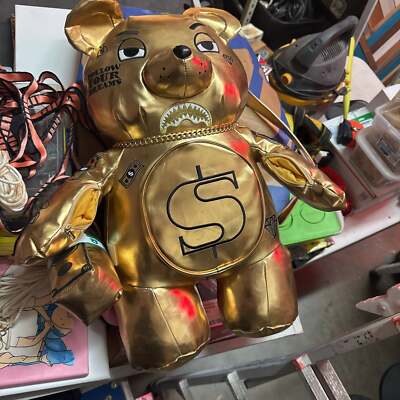 Sprayground Gold Rush Money bear Teddy Back Pack Limited Edition Bag ...