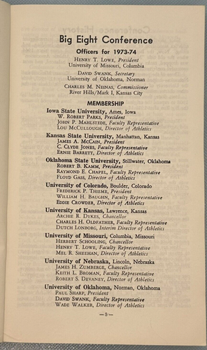 Big 8 Eight Conference OU Nebraska OSU Kansas Iowa CO MO Yearbook 1973 ...