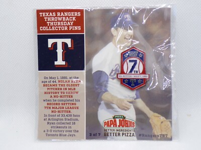Texas Rangers Throwback Thursday #3 of 7 Collector Pins No Hitter Nolan ...