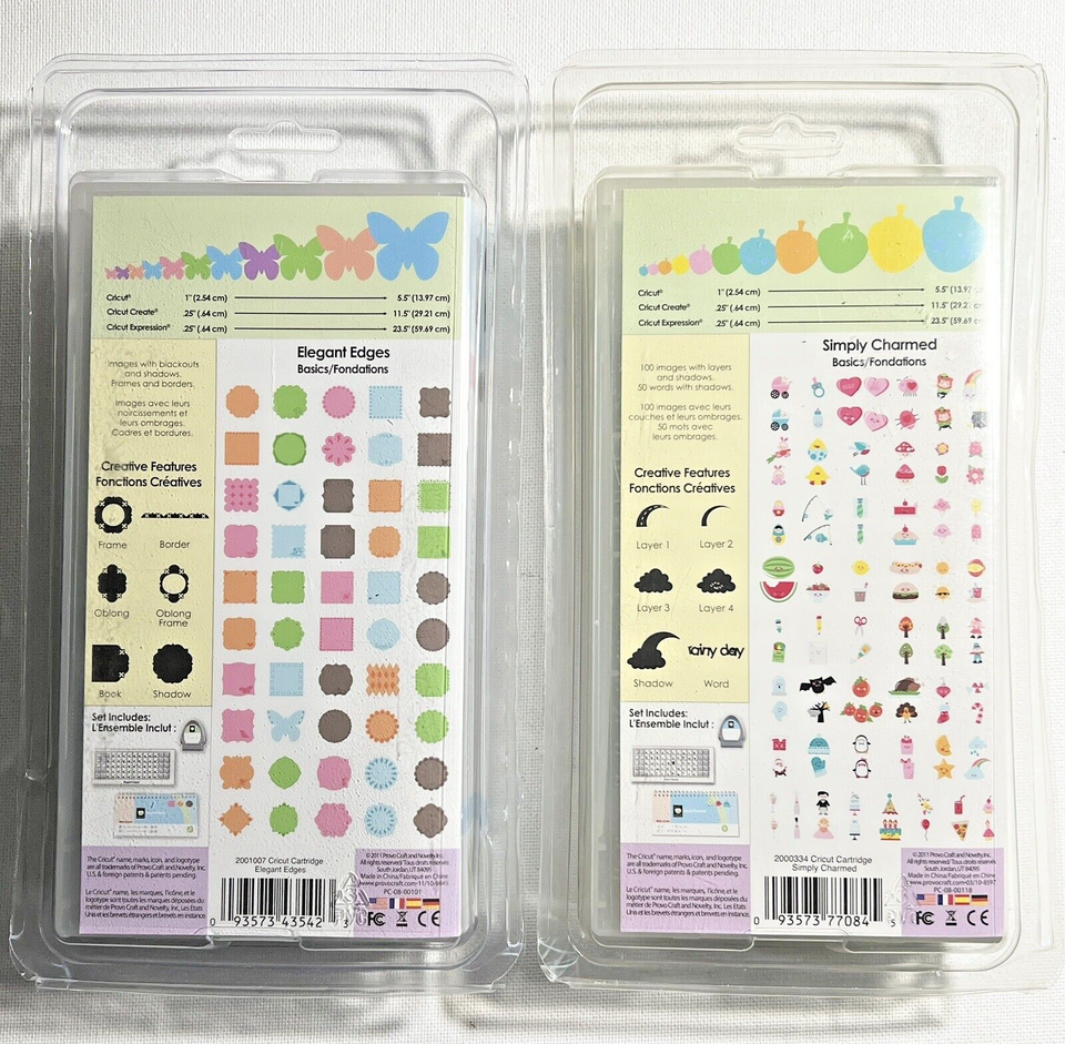 Lot 2 Cricut Elegant Edges Cartridge & Simply Charmed Cartridge | eBay