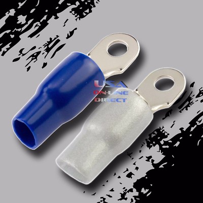 4 Gauge Ring Terminals (40 Pack) AWG Wire Crimp Silver Blue Boots 5/16 ...