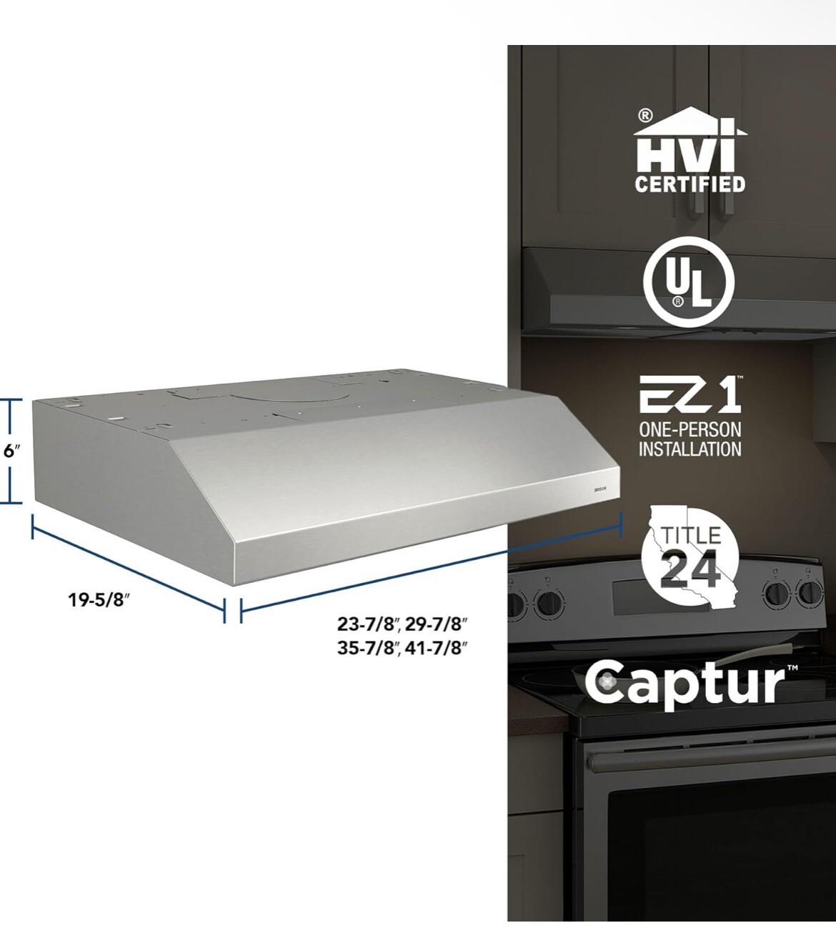 Broan-NuTone BCSQ130SS Three-Speed Glacier Under-Cabinet Range Hood ...