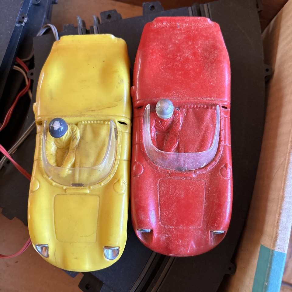 Vintage Eldon Deluxe Road Race 1/32 Slot Car Set with 2 Cars & Original ...