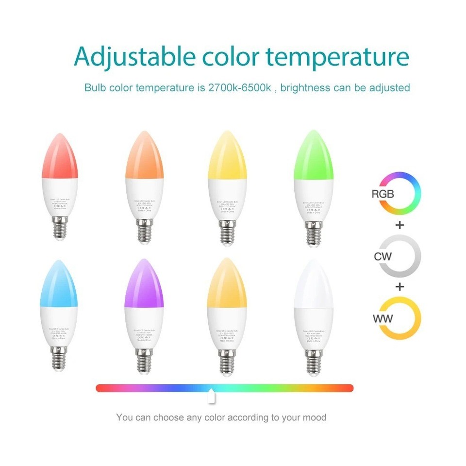 E14 Smart Wifi Led Light Bulb Zigbee RGBCW Led Lamp Works With Alexa ...