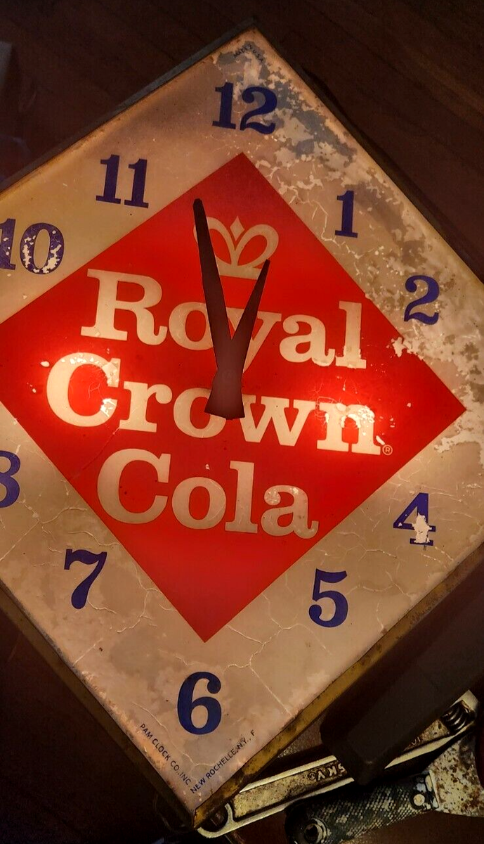 Royal Crown Cola Clock Royal Crown Cola Lighted Ad PAM Clock W.