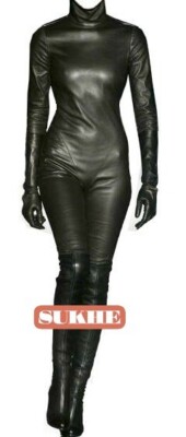 Unisex Custom Tailor Made Lambskin Leather Catsuit Bodysuit Dress ...