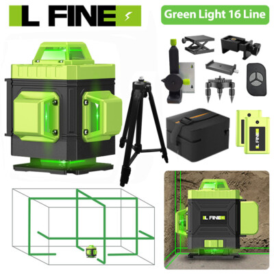 L FINE 16 Line 4D 360° Rotary Green Laser Level Self Leveling Measure ...