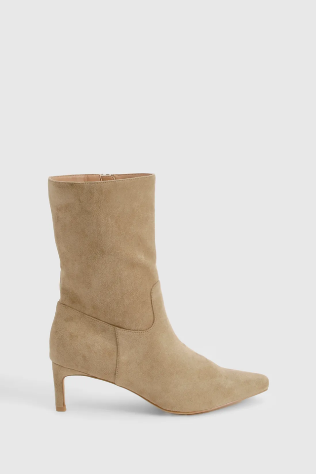 SALE WOMENS BROWN SIZES 4-8 ALMOND TOE MID PENCIL HEEL MID CALF HIGH ...