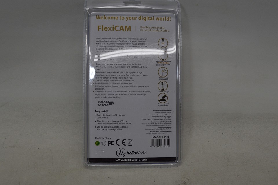 HelloWorld Digital USB FlexiCam PK-5 350k Pixel Adjustable Web Camera ...
