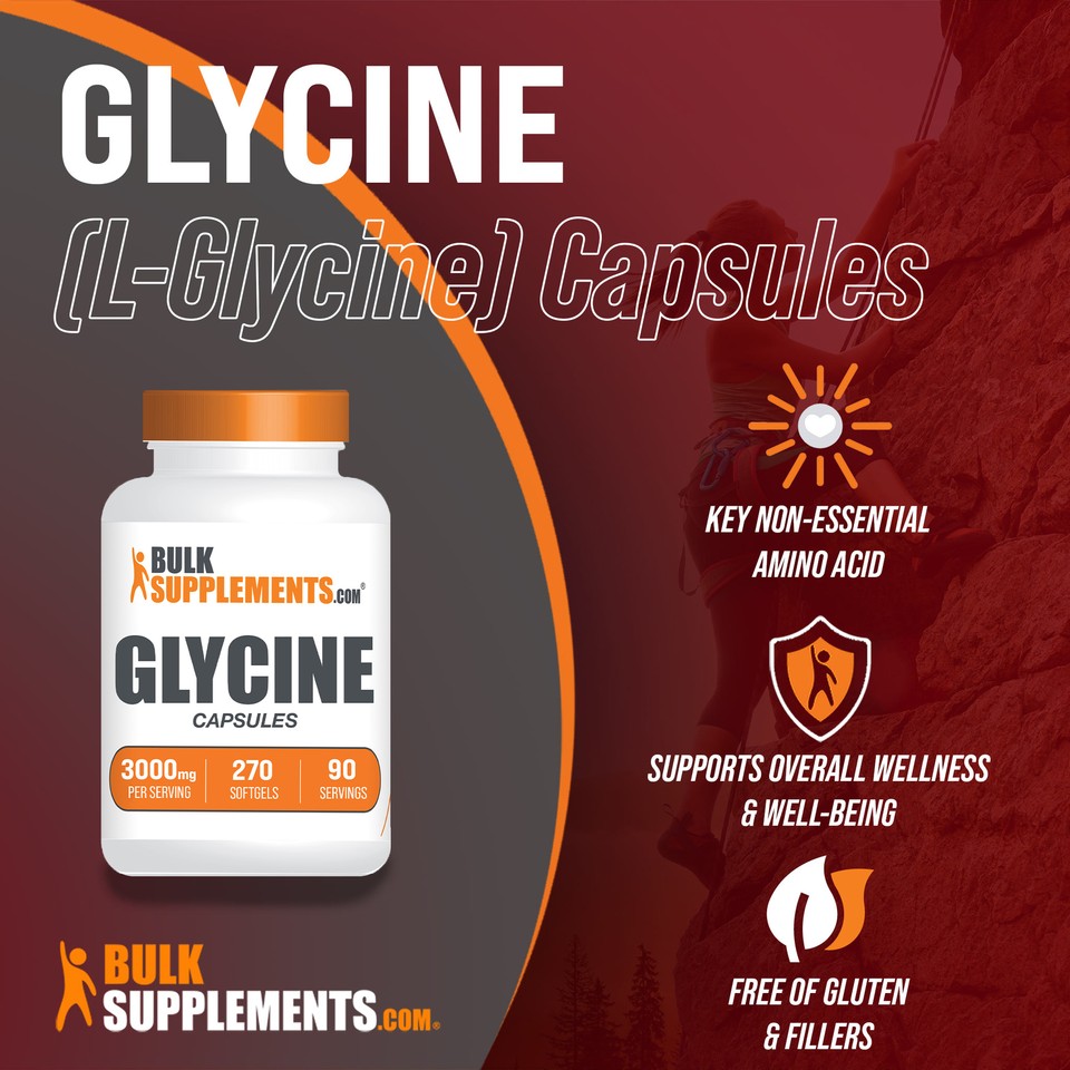 BulkSupplements Glycine Capsules - 90, 3g Servings - Build Lean Muscle ...