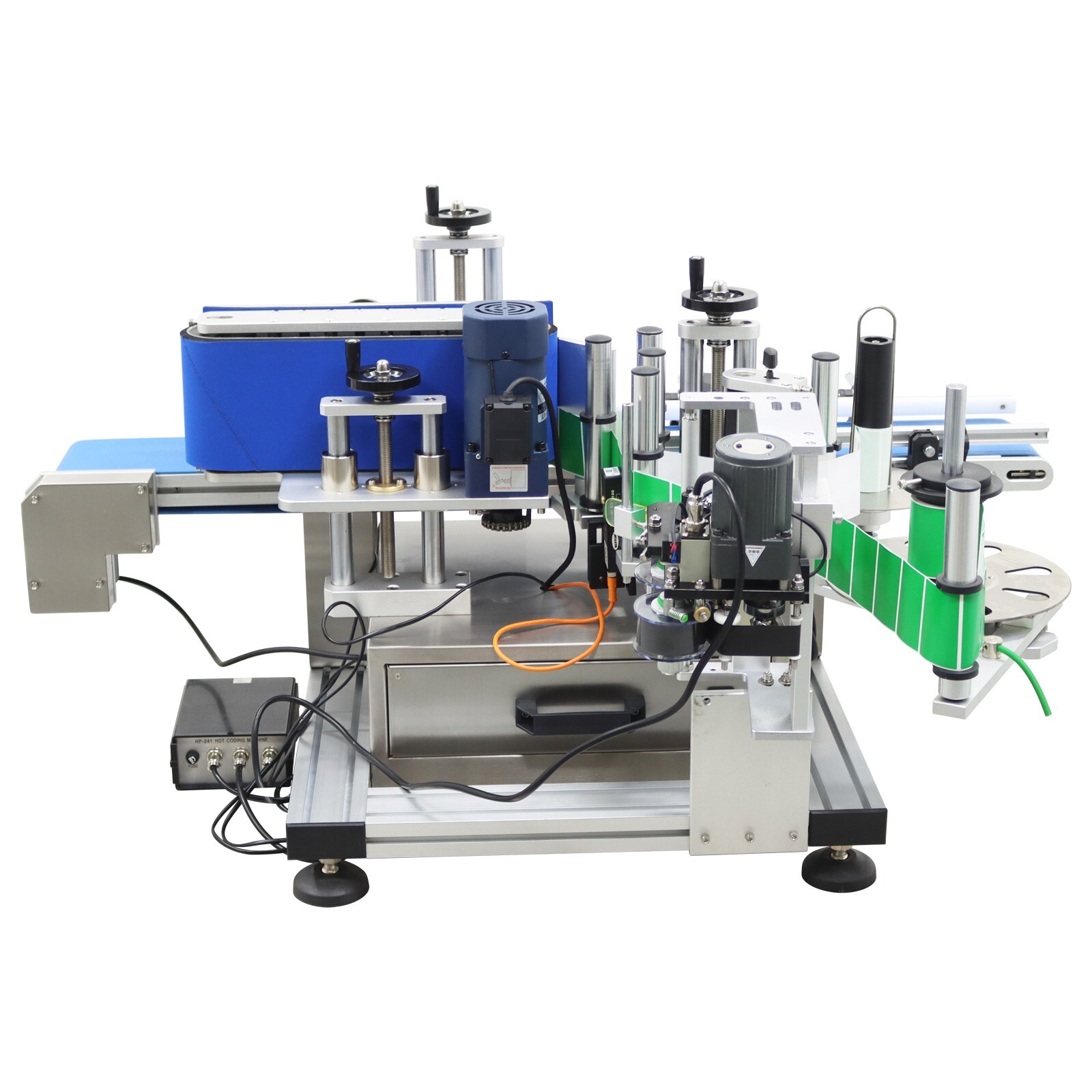 Auto Round Bottle Labeling Machine Desktop Conveyor Label Applicator w ...