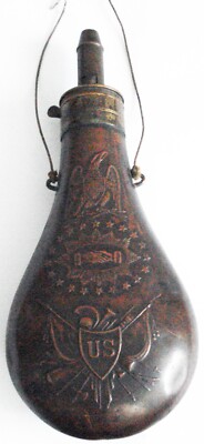1854 CIVIL WAR PEACE POWDER FLASK - BATTY & INSPECTOR ANDREW D. KING ...