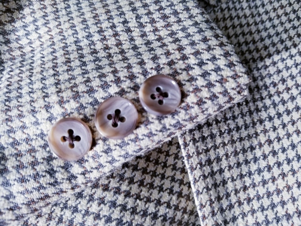 58R fleck black brown Check SILK WOOL textured Blazer Jacket sportCoat ...