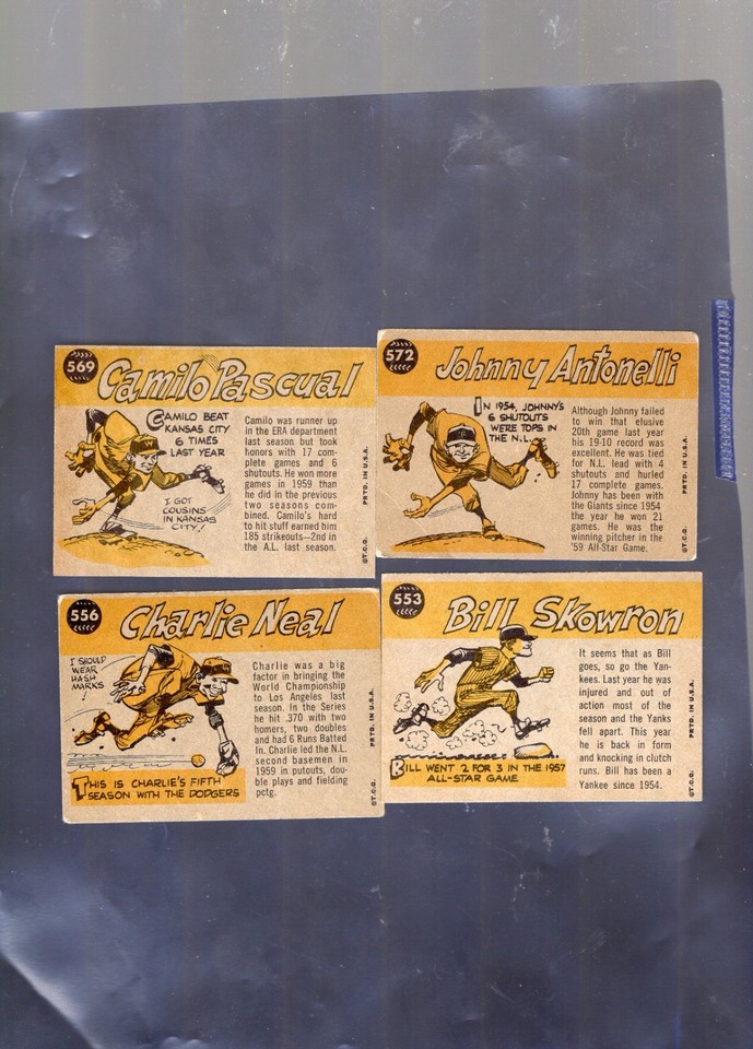 VINTAGE 1960 TOPPS (4) HIGH # ALL STAR SKOWRON NEAL Baseball Card Lot ...