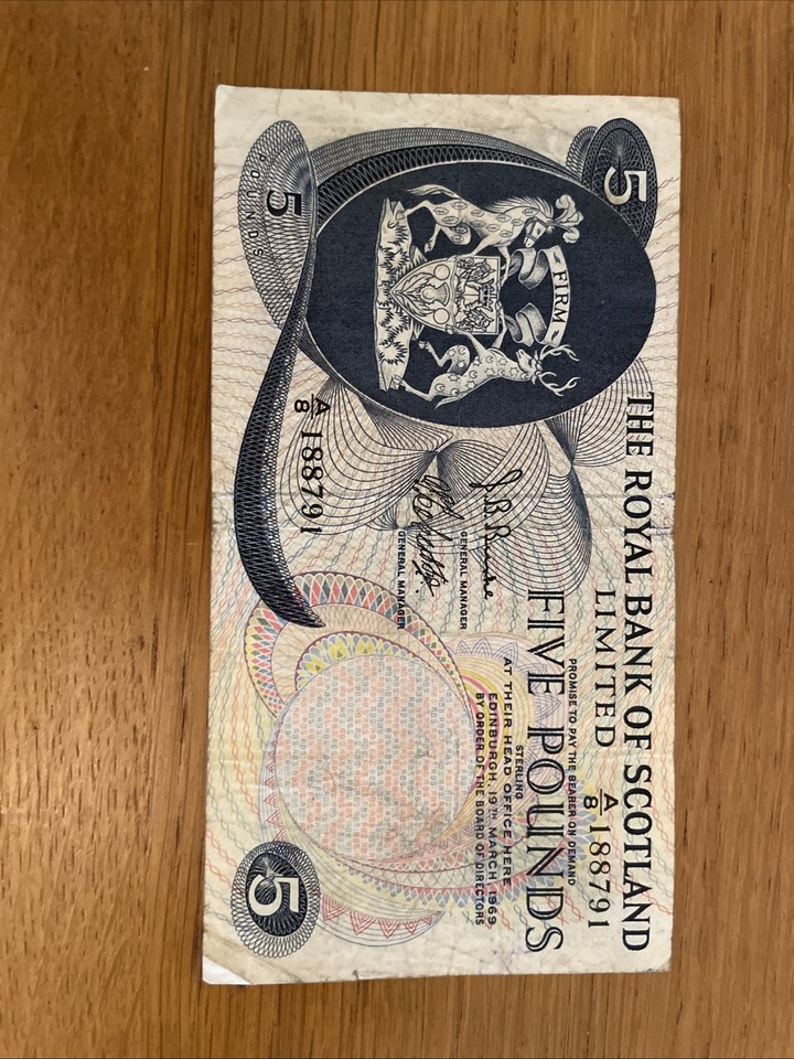 Two, The Royal Bank Of Scotland Five Pounds Notes, Both 1969 | eBay UK