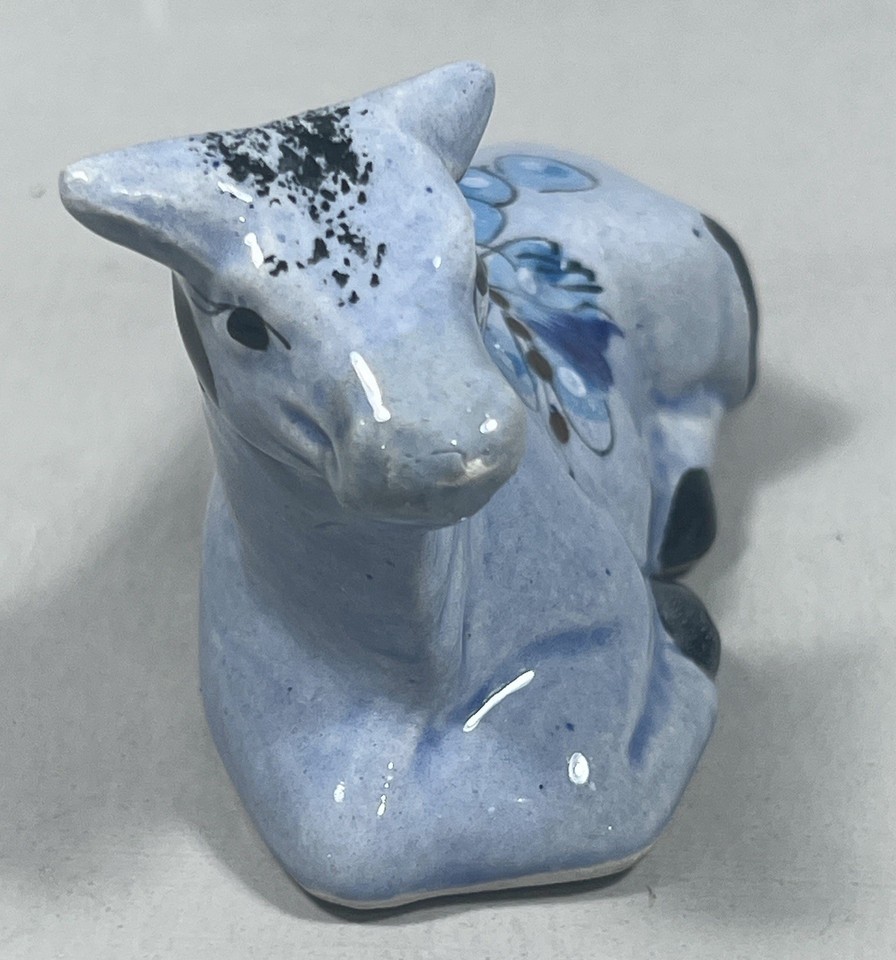 Cow Figurine Mexican Tonala Folk Art for Nativity Set Handmade ...