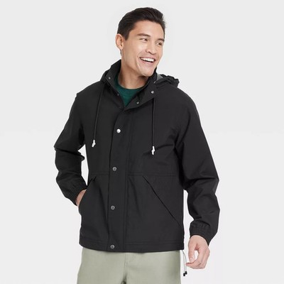 Men's Hooded Rain Coat - Goodfellow & Co Black M: Lightweight Wind ...