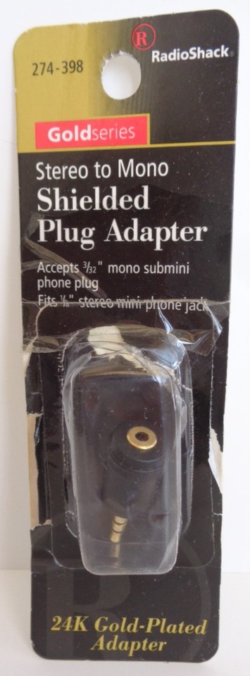 Radio Shack Stereo to Mono Shielded Plug Adapter NOS 274-398 | eBay