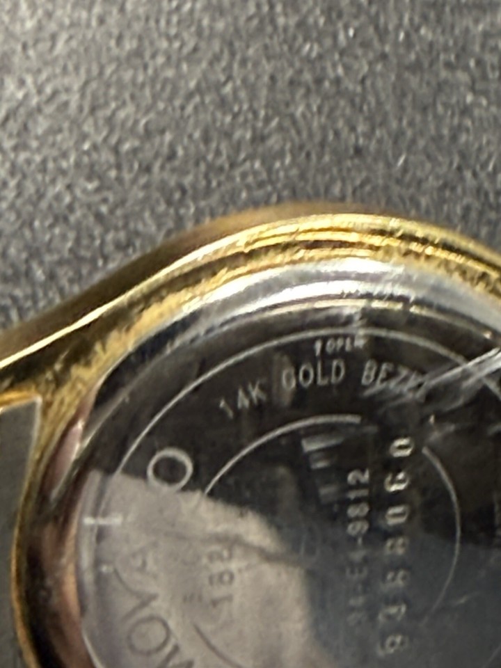 Ladies Movado Folio Gold-Tone Watch Diamond & 14K Bezel Model 94 E4 ...