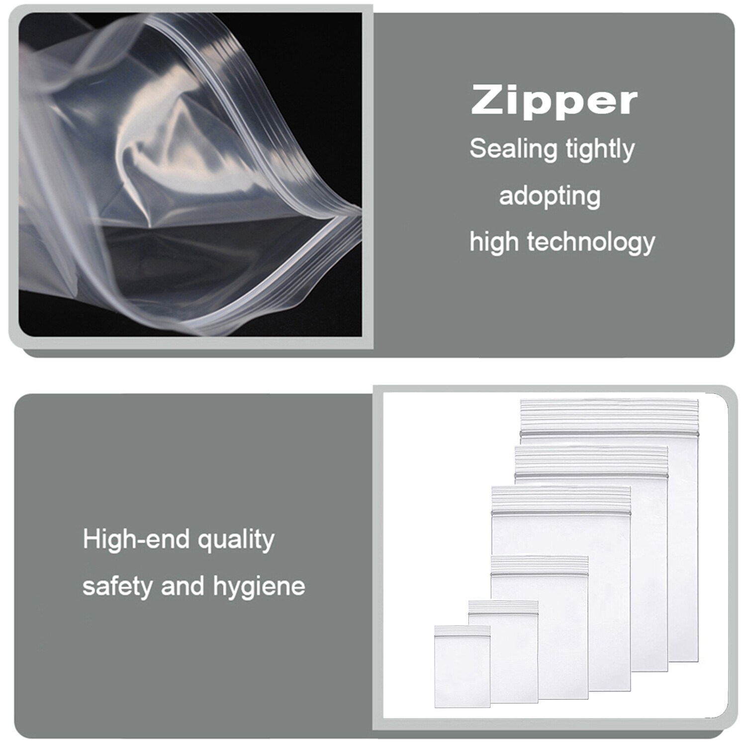 Clear Resealable Bag Plastic Zip Seal Bags Poly Zipper 2.07mil / 2 ...
